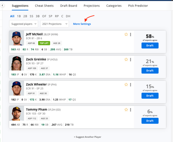 3 18 2021 Fantasy Baseball Draft Wizard Updates Customize Your Mock